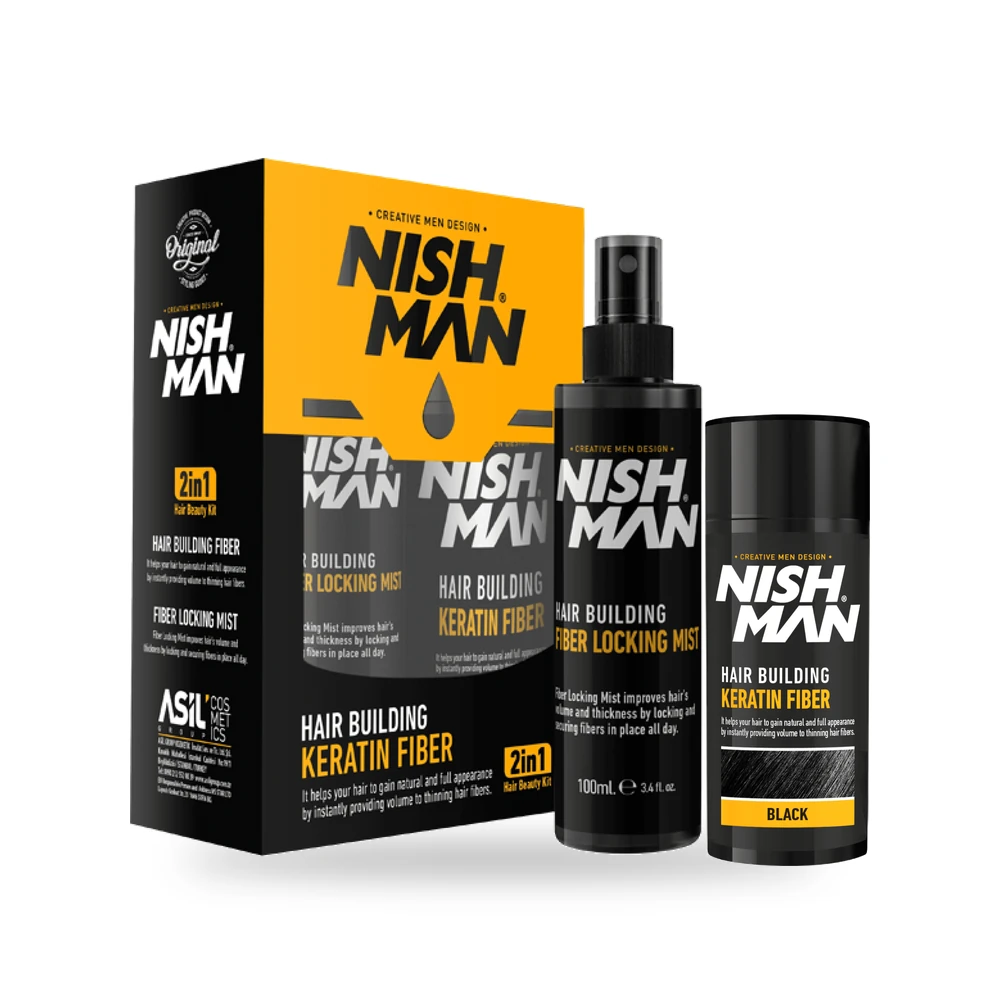 Nishman Hair Building Keratin Fiber & Locking Mist Kit