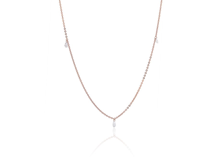 Triple Float Pear dijamantska ogrlica