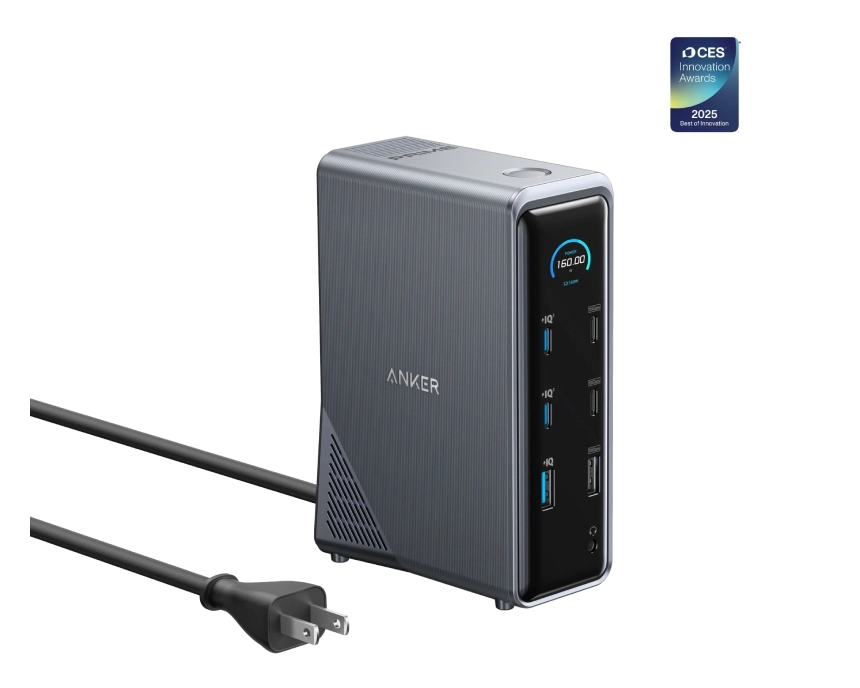 ANKER Prime Docking Stanica 160W, 14u1, Dual Display, siva