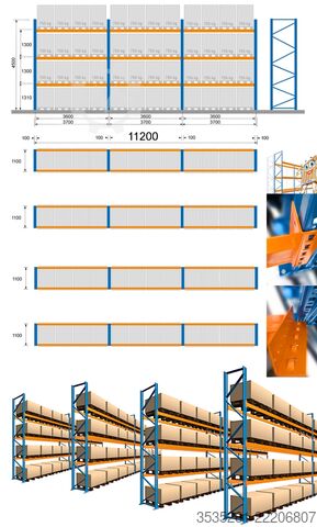 Paletni regali
4 x 11,2 m lang, 4,5 m hoch (3600!) 16 Rahmen, 72 Traversen, 3 Eb. je 3t