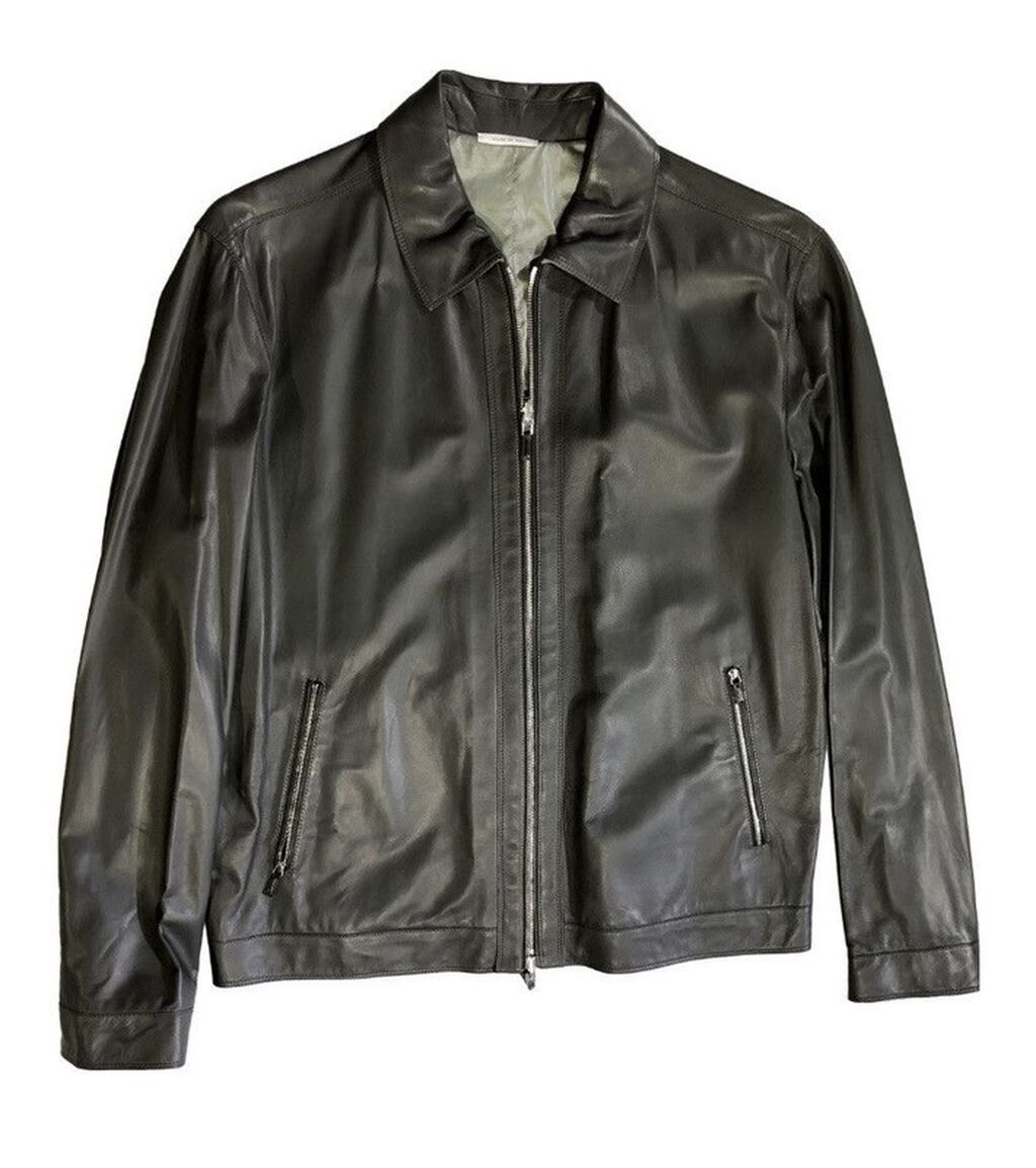 Ermenegildo Zegna Black Lambskin Gray Techno Reversible bomber jacket