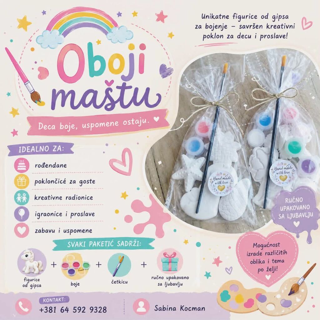 OBOJI MAŠTU – ručno rađeni setovi za bojenje gipsanih figurica