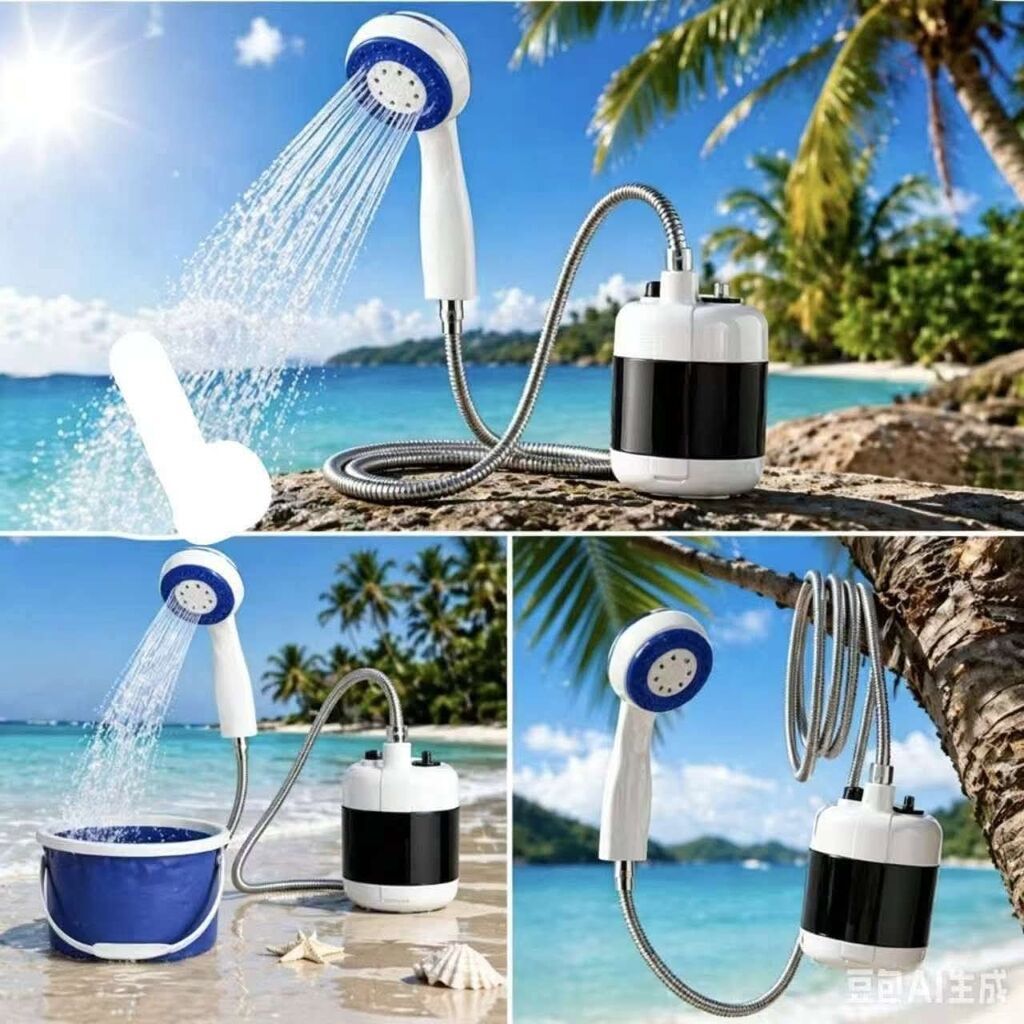 Prenosni tuš za kampovanje i plažu – komplet sa pumpom - Praktičan