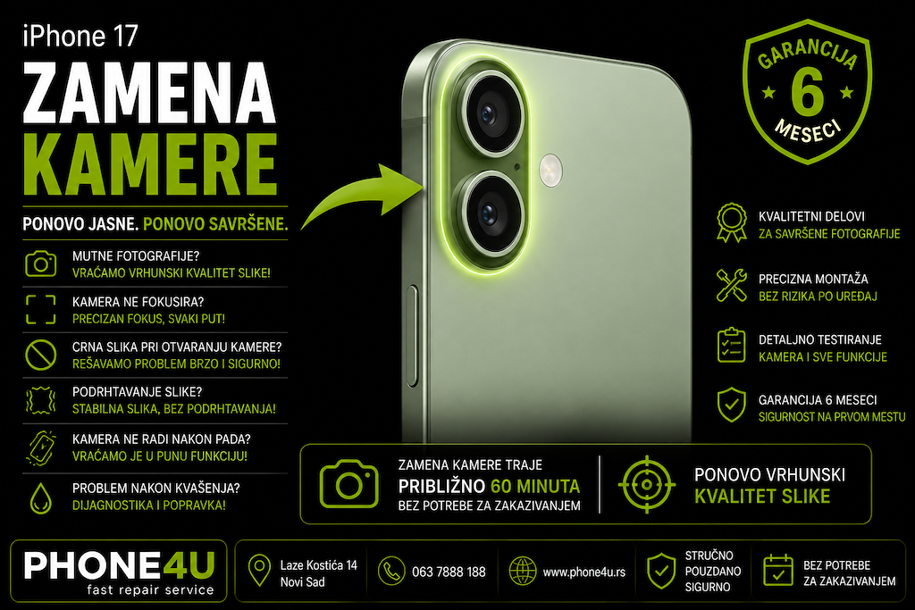 Zamena kamere iPhone 17 | Phone4U Novi Sad