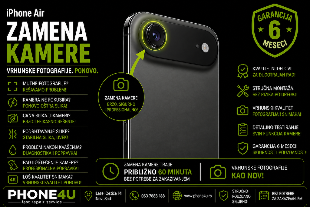 Zamena kamere iPhone Air | Phone4U Novi Sad