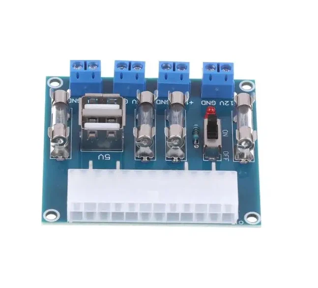 ATX Adapter Modul HU-M28W za Napajanje sa USB-om (24-pin Breakout Board) - Modul za Laboratorijsko Napajanje od PC ATX kućišta