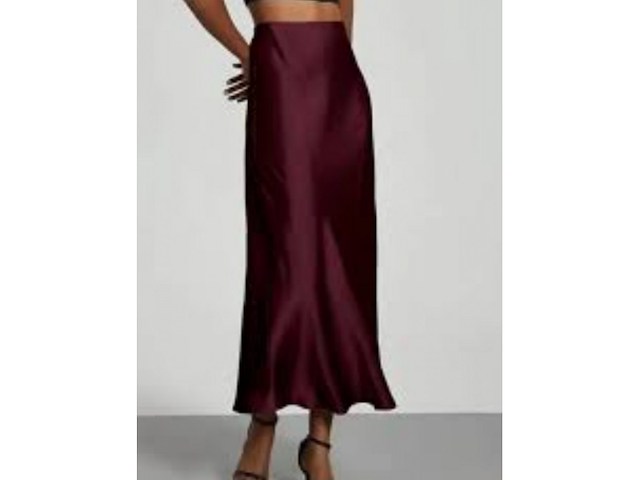 Elegantna satenska suknja u boji trule višnje (Bordo) L