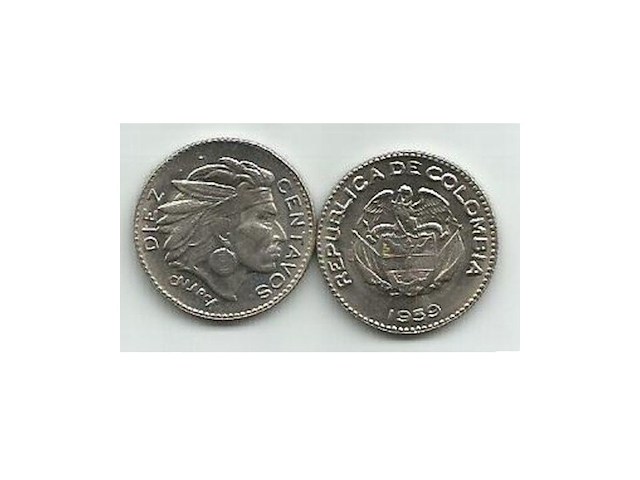 Colombia 10 centavos 1959. UNC KM#212