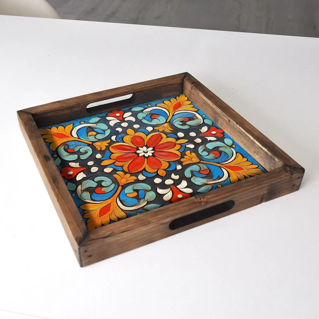 Aberto Design Poslužavnik REF053 35 x 35 x 4 cm, Šareni