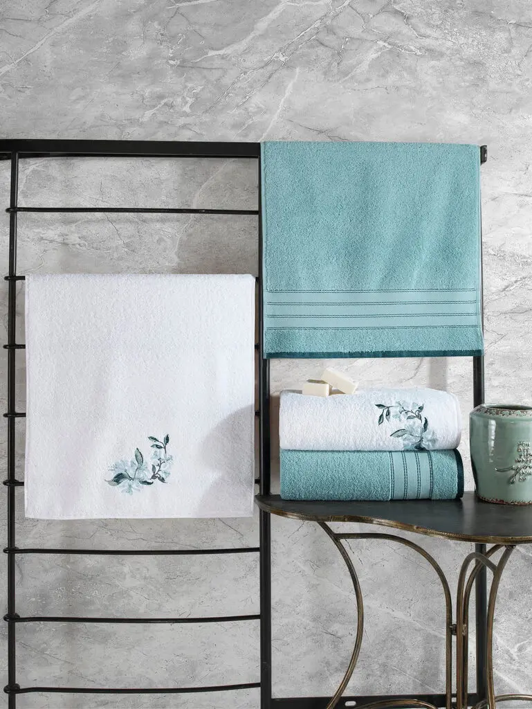 L'essentiel Maison Set peškira Hamam Seti, 4 komada, Plavi i beli