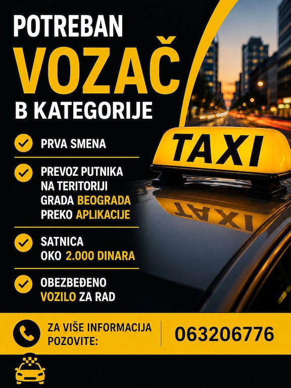 Potreban taxi vozač