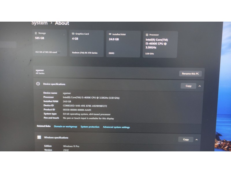 PC i5-4690K , 24 gb ddr3, radeon rx 470, 120 gb SSD