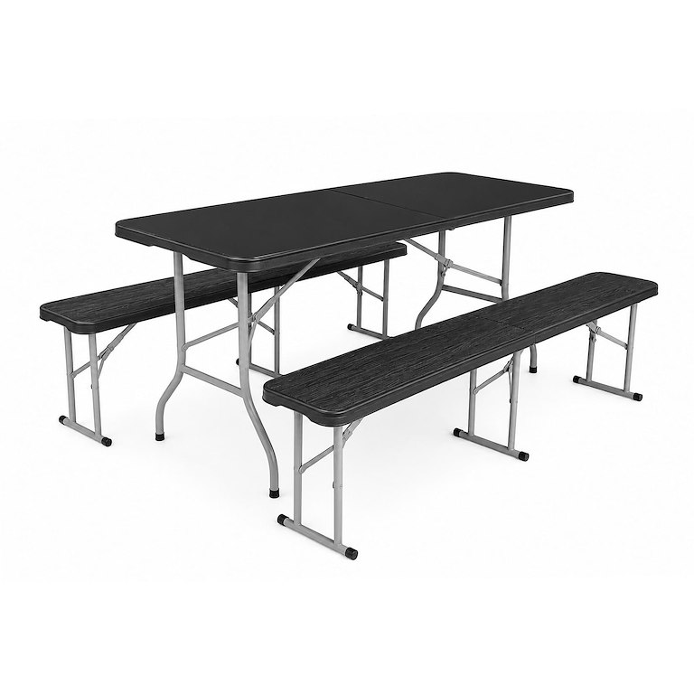 STO SA DVE KLUPE 180CM CRNI