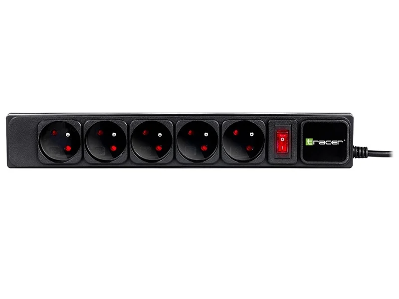 TRACER Produzni kabl 1.5m 5 uticnica sa prenaponskom zastitom i prekidacem crni TRALIS46843