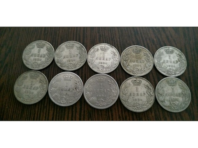 Srebrnjaci Kraljevine Srbije 10 x 1 dinar 1904.