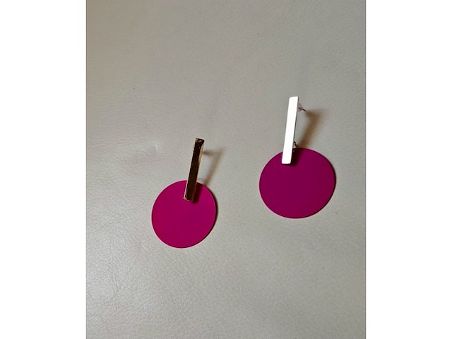Fuchsia geometric round drop minđuše, akrilik