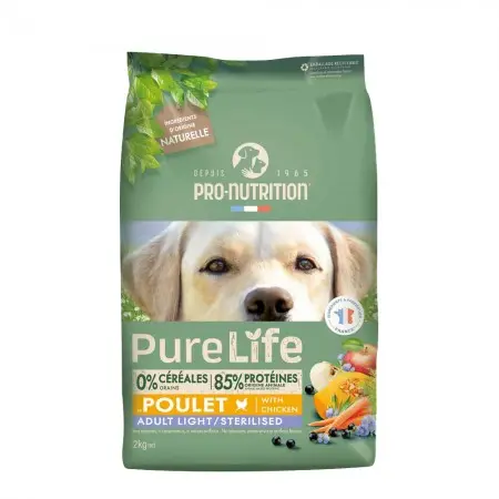 PRO-NUTRITION Suva hrana za pse Pure Life Adult Light/Sterilised, Piletina, 2kg