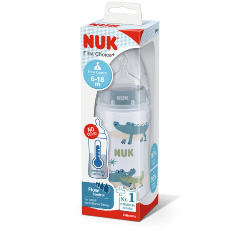 Nuk FC plastična flašica sa indikatorom temperature Flow control 6-18m