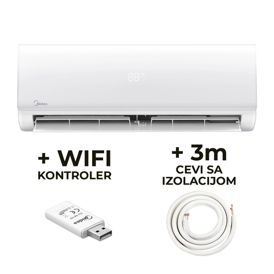 Klima Midea MSAGBU-12HRFN8 + WiFi + SET 3m, INVERTER, 12000 btu, R32, A+++/A++, Hlađenje: -15~50°C, Grejanje: -20~24°C