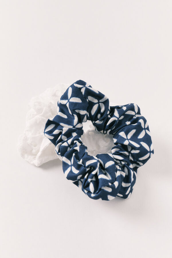 Blaues 2er-Pack mittlere Scrunchies sortiert