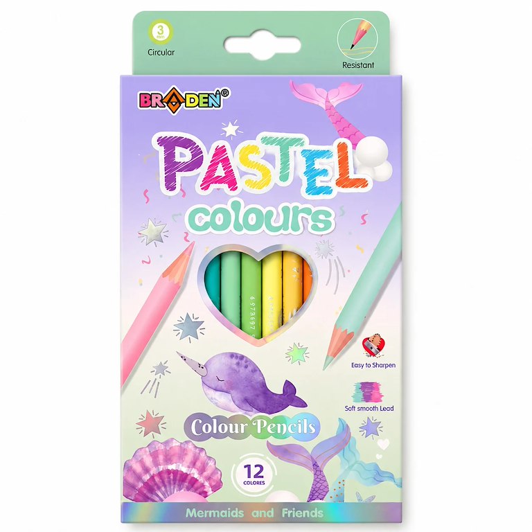 Drvene boje BRADEN pastel 1/12