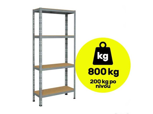 Metalna polica velike nosivosti metal-iverica 180x80x30cm 4x200kg