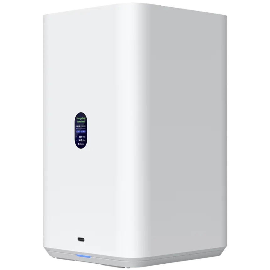 Ubiquiti UniFi  UNAS-2-W-EU Network Attached Storage with (2) 3.5inch HDD bays, 2.5 GbE networking, USB-C connectivity, and an included PoE++ adapter, all in a compact footprint