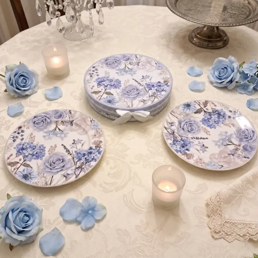 TANJIR DEZERTNI SET 2/1 OP25437 PLAVO CVEĆE 19 CM WY