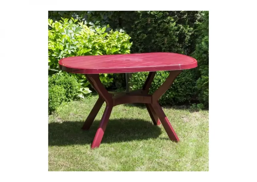 Baštenski sto plastični ovalni 125x80cm - bordo