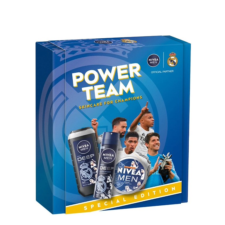 NIVEA SET MEN 60072430 POWER TEAM (DEO 150ML+GEL ZA TUŠIRANJE 250ML+KREMA UNIVERZALNA 150ML)