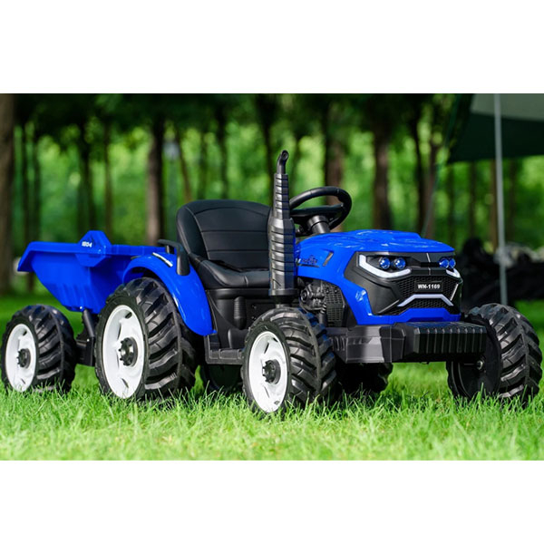 Traktor na akumulator sa kip prikolicom plavi 144217P