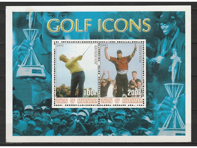 Myanmar - 2001 - Golf, Tiger Woods, Jack Nicklaus