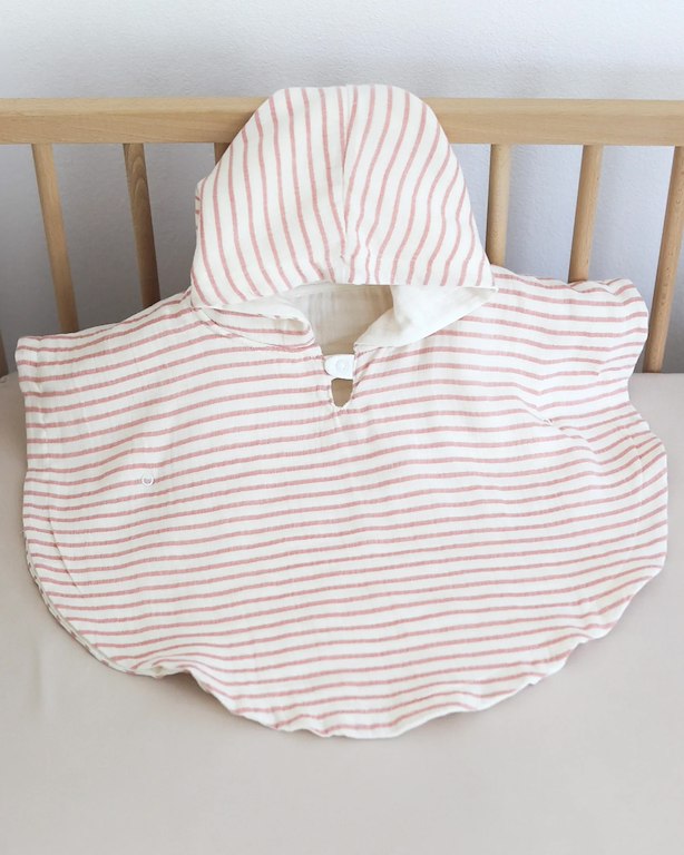 Muslin pončo na roze prugice Just Kiddin