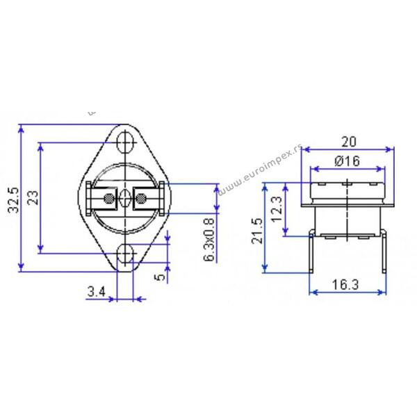 TERMOSTAT klikson SIGURNOSNI PECURKA KSD301 T=175C 320UN035