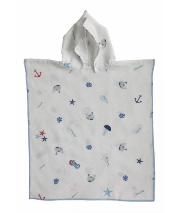 Textil pončo za plažu za bebe Sea 63x70 cm
