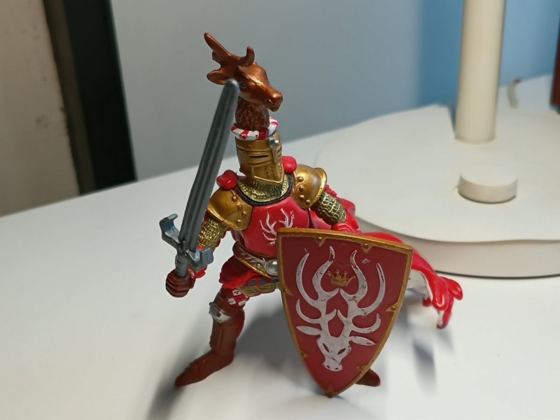 Papo Knight Deer Antlers Red Medieval Sword Shield