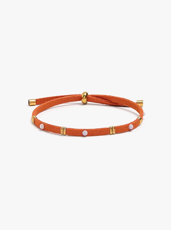 ADJUSTABLE DRAWSTRING BRACELET WITH METALLIC DETAILS - STAINLESS STEEL