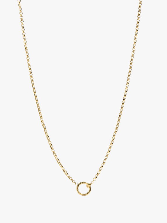 BICOLOR NECKLACE WITH HOOP PENDANT - STAINLESS STEEL