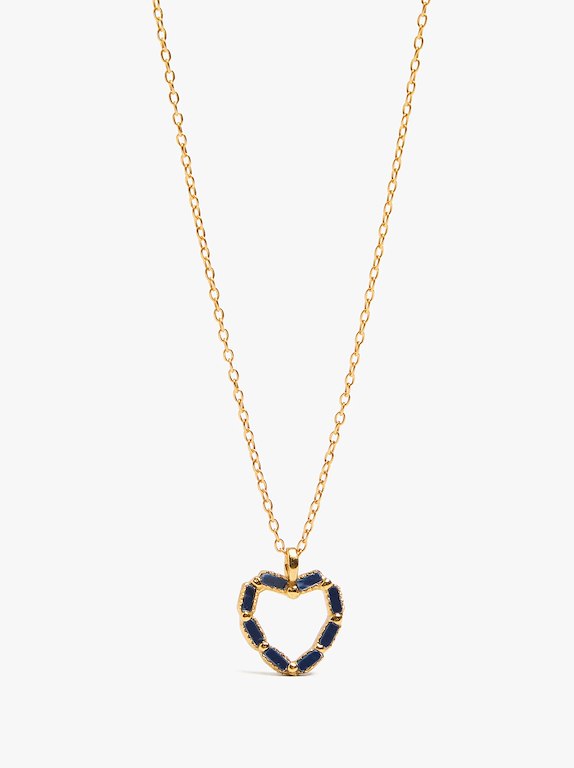 HEART NECKLACE WITH STONES 18K GOLD PLATED - 925 STERLING SILVER