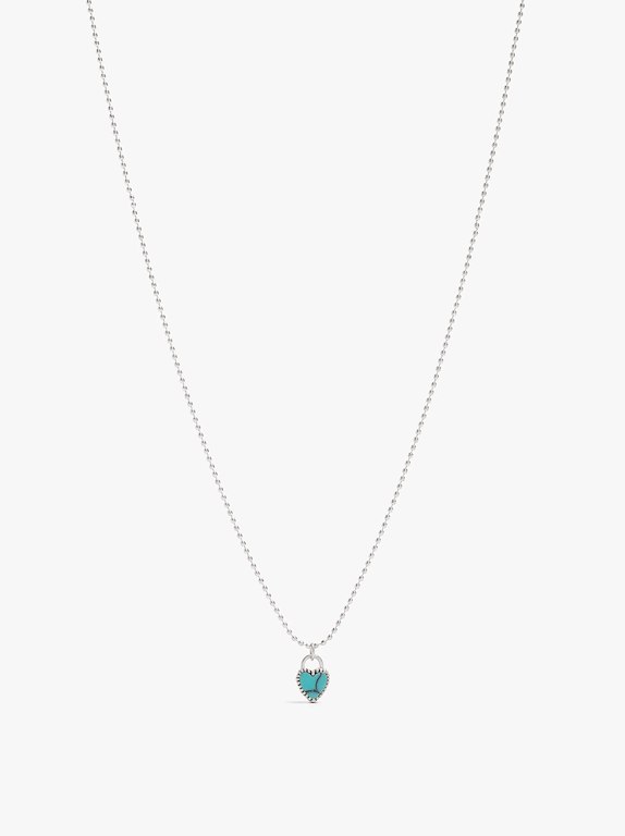 HEART NECKLACE WITH STONE - 925 STERLING SILVER