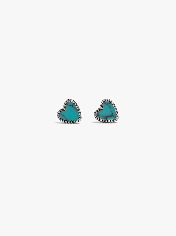 HEART STONE EARRINGS - 925 STERLING SILVER