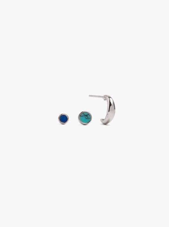 SET OF EARRINGS WITH STONE SILVER PLATED - 925 STERLING SILVER
