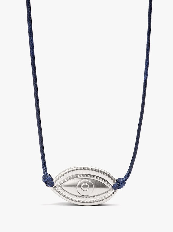 CORD NECKLACE WITH EYE SILVER PLATED - 925 STERLING SILVER