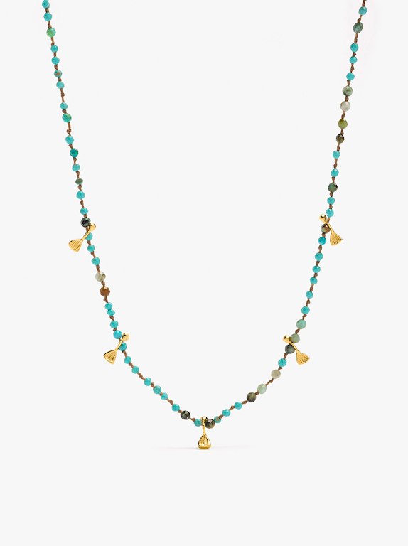 NECKLACE WITH STONES WITH 18K GOLD PLATED - 925 STERLING SILVER