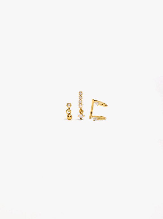 SET OF EARRINGS WITH CUBIC ZIRCONIA - 925 STERLING SILVER