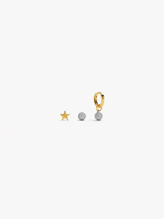 MIXED EARRINGS SET WITH ZIRCONIAS - 925 STERLING SILVER