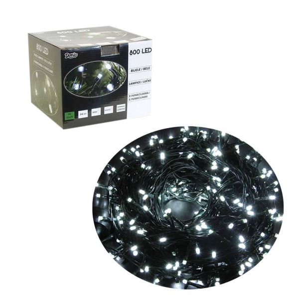 Novogodišnje lampice 800 Led bele, 8 funkcija