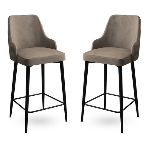 Enox - Cappuccino, Black CappuccinoBlack Bar Stool Set (2 Pieces)FABRIČKA GREŠKA U BOJI