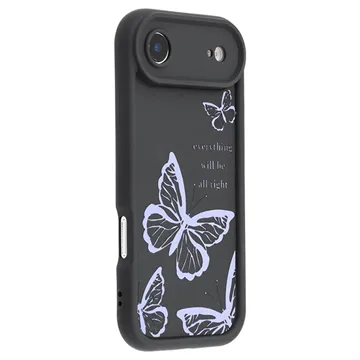 IPHONE AIR BUTTERFLY PRINT TPU CASE - PURPLE / BLACK