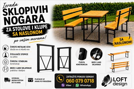 Sklopivi nogari za stolove, i klupe